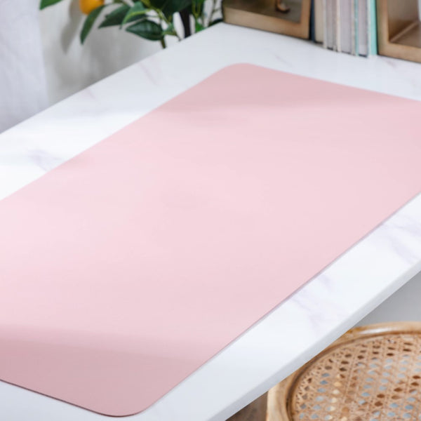 Multipurpose Vegan Leather Computer Desk Mat Pink 31.5 Inch