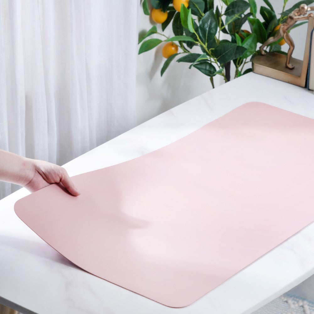 Multipurpose Vegan Leather Computer Desk Mat Pink 31.5 Inch