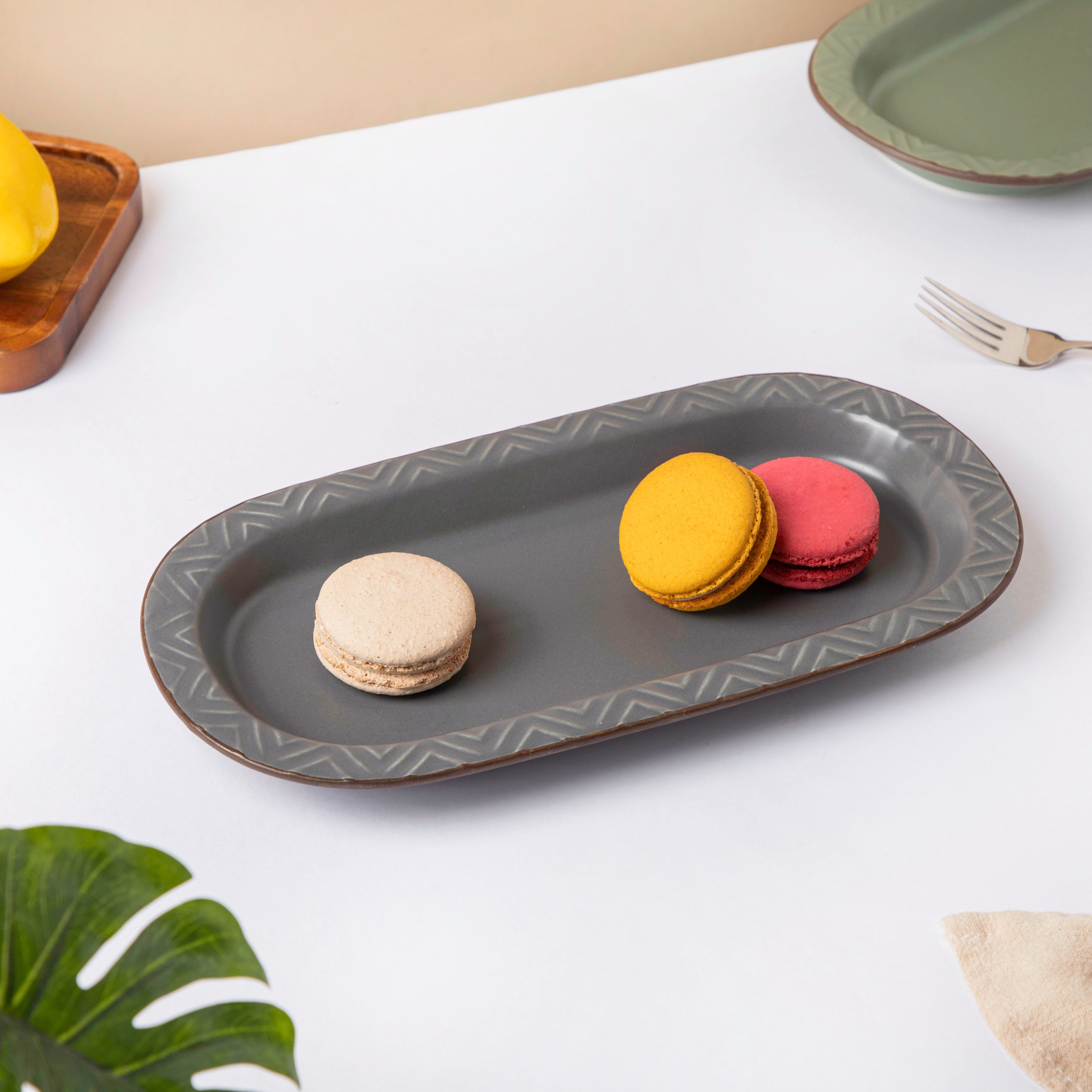 Asphalt Grey Long Plate 12 Inch Online - Premium Platter | Nestasia