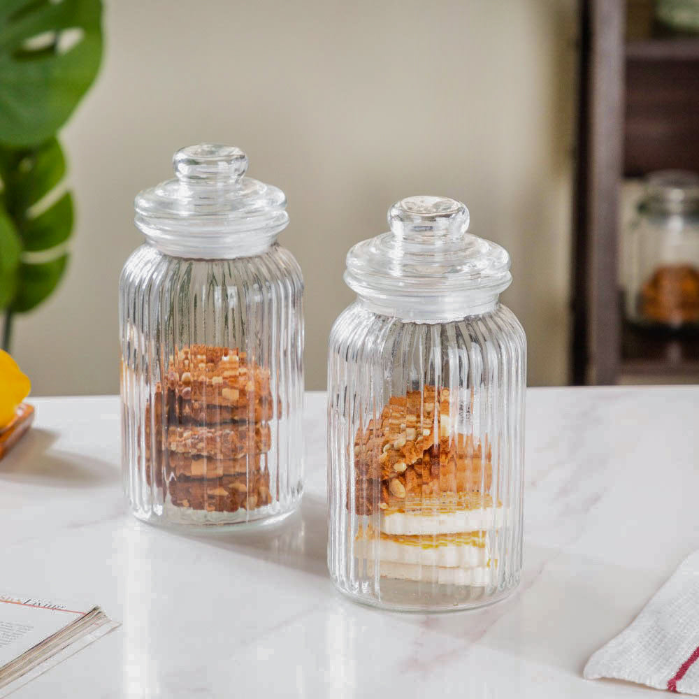 Glass Storage Jar Set with Lid - Premium Kitchen Jars | Nestasia
