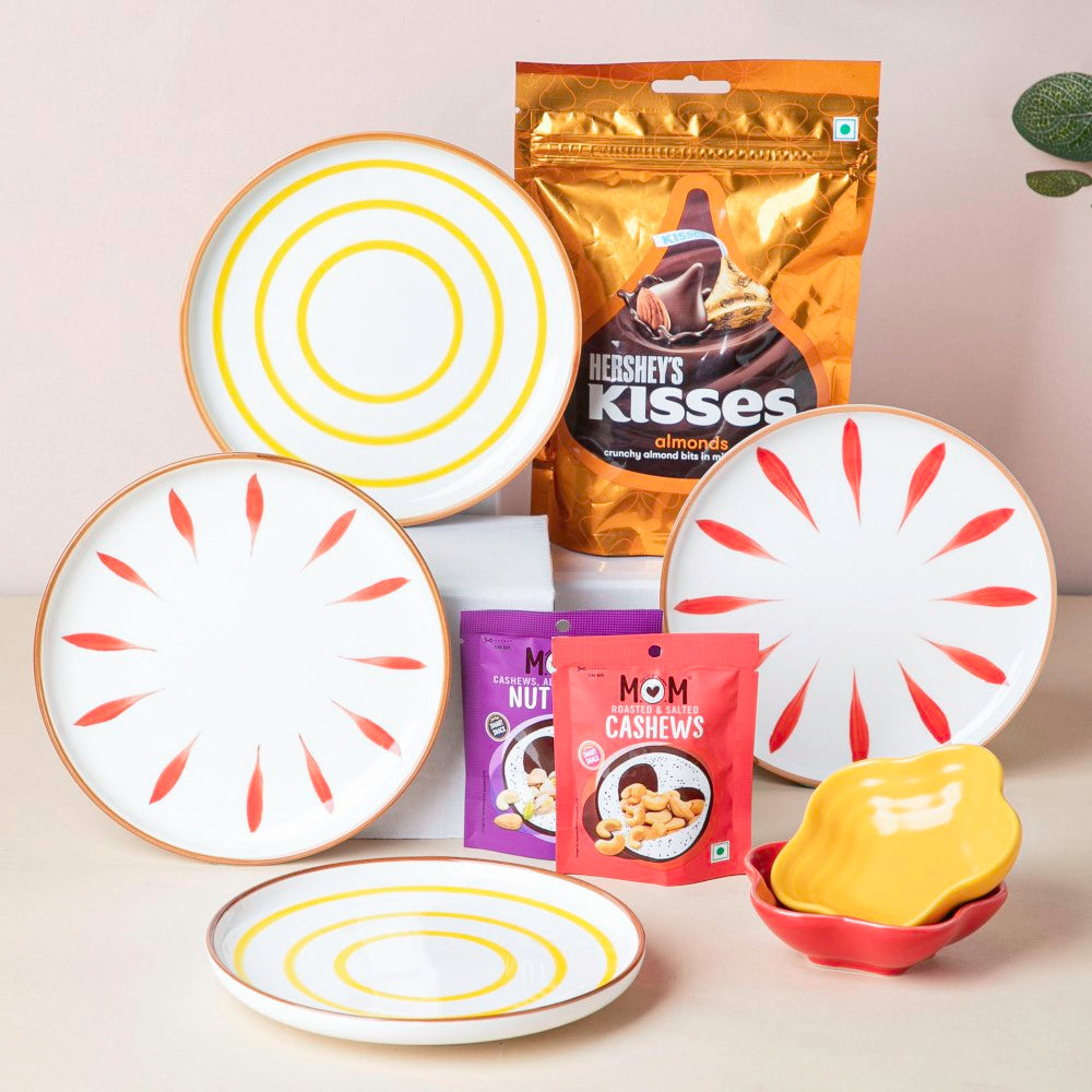 Snack-n-dip Plate And Bowl Festive Hamper Set Of 9