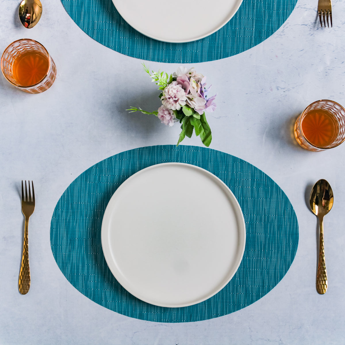 Oval Table Mat Blue Set of 2