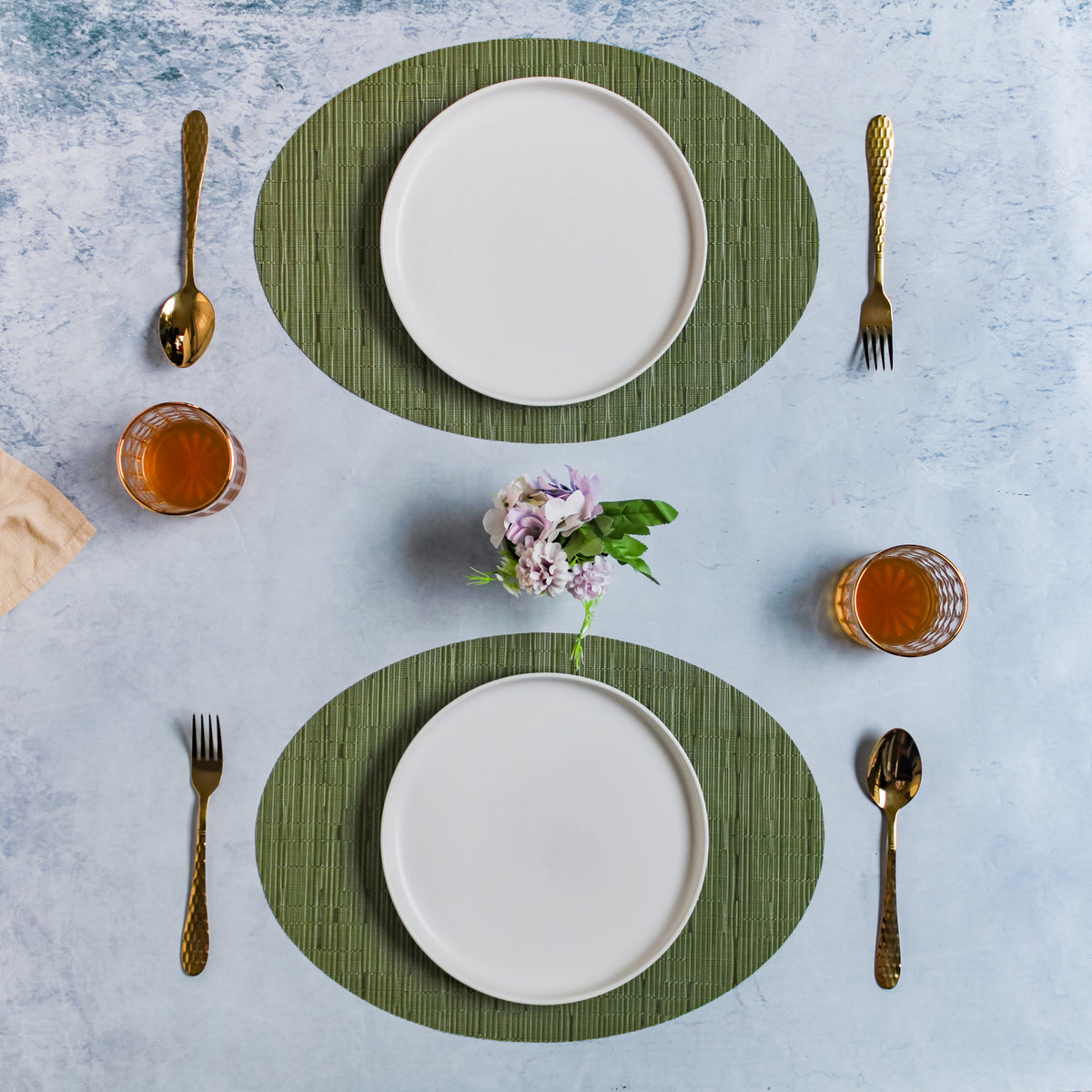 Oval Table Mat Green Set of 2
