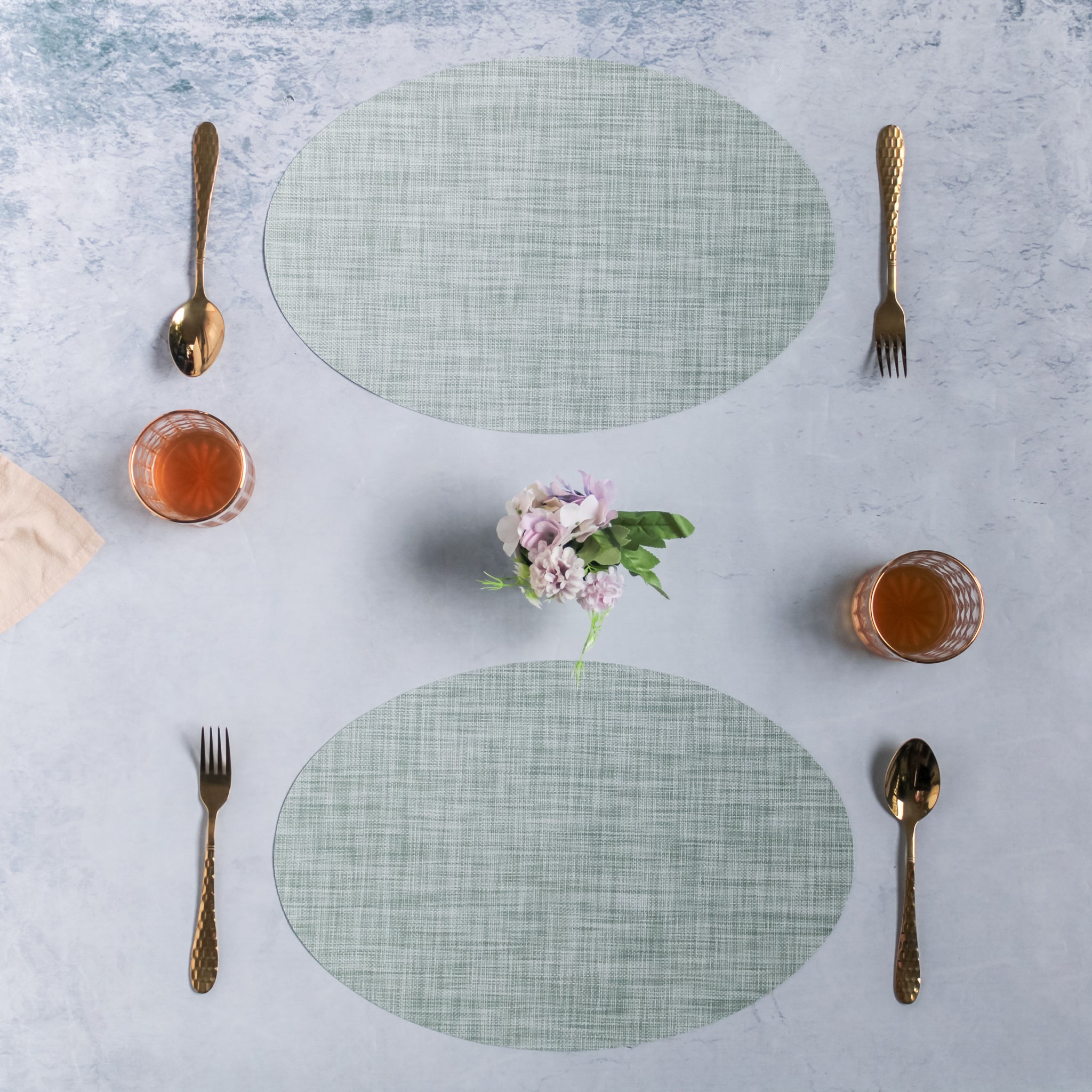 Oval Table Mat Mint Set of 2 Online - Premium Table Mat | Nestasia
