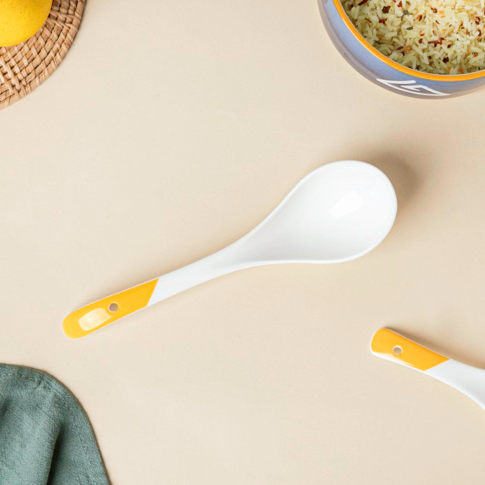 Ceramic Serving Spoon White And Yellow Online - Premium Serving Spoon ...