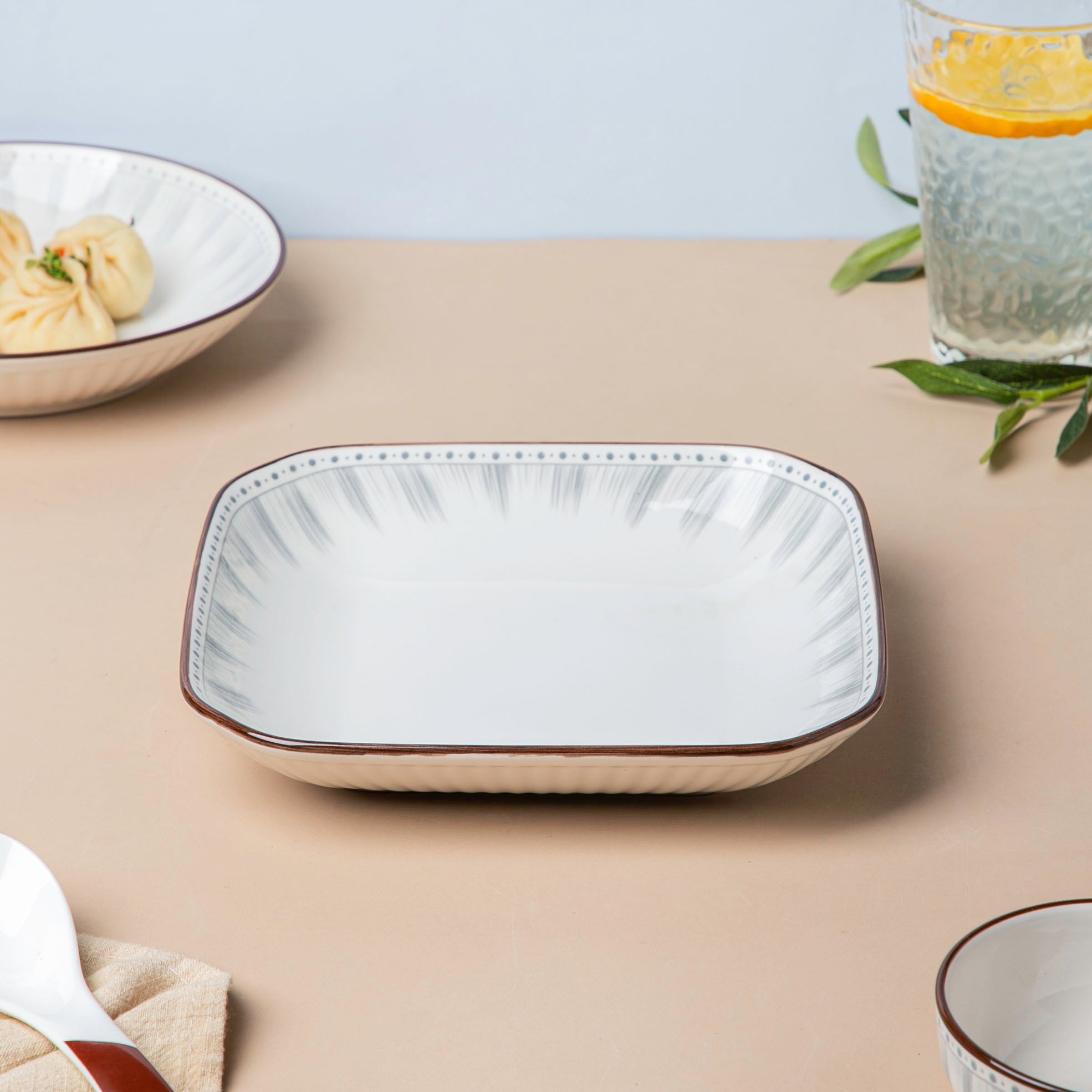 Dainty Patterned Ceramic Pasta Dish Square 7.5 Inch Online - Premium ...