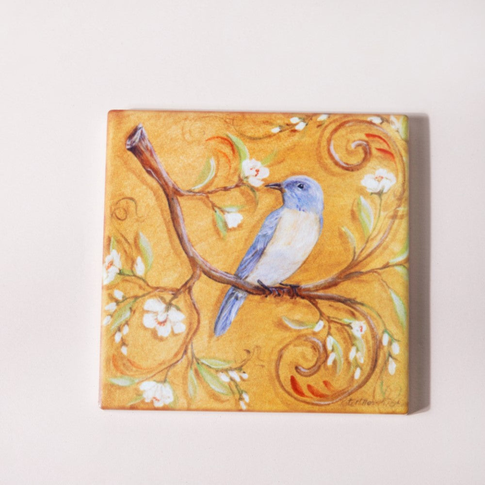 Vintage Bluebird Coaster With Cork Set Of 4