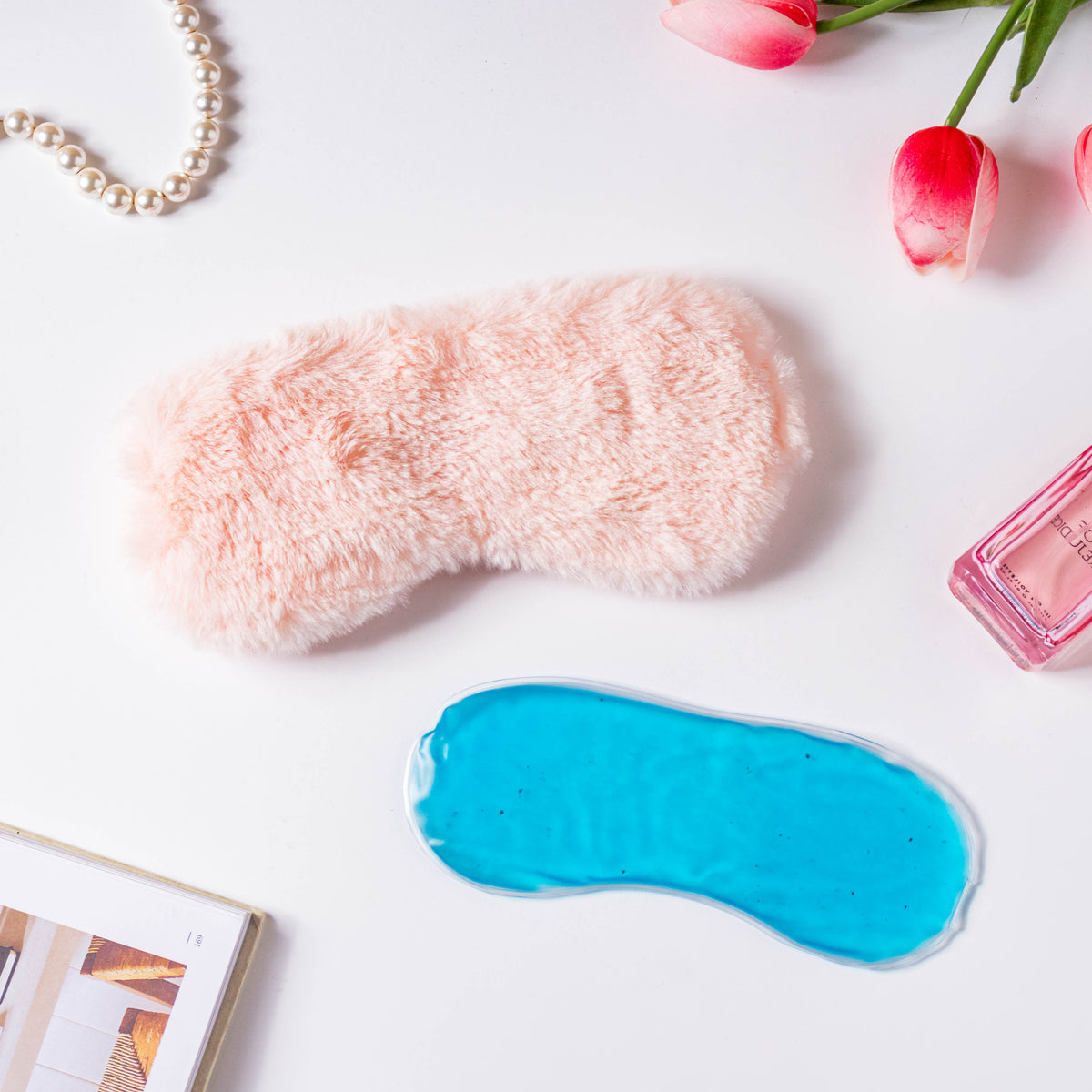 Plushy Peach Sleep Mask With Coolant Gel