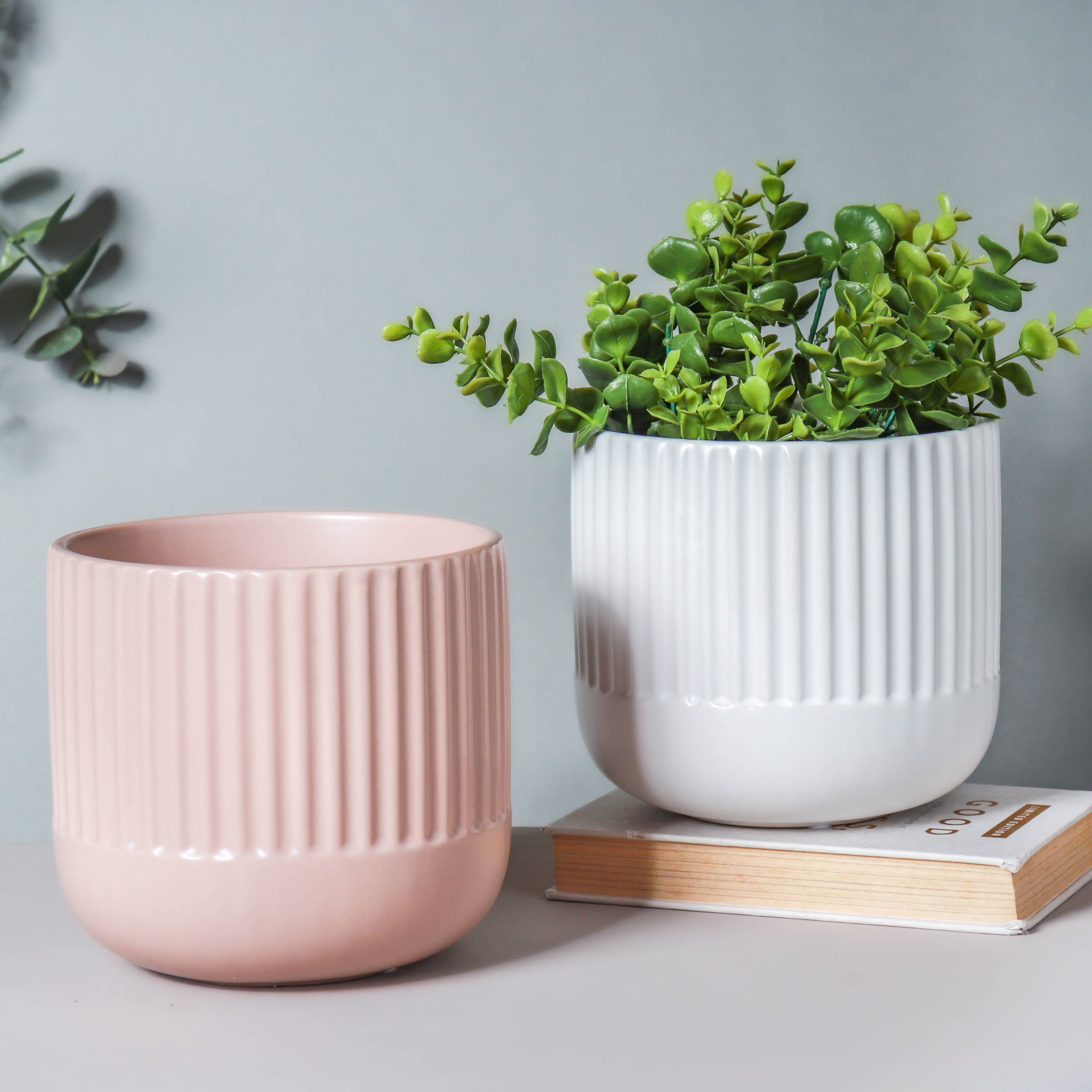 Ribbed Flower Pot Online - Premium Vase | Nestasia