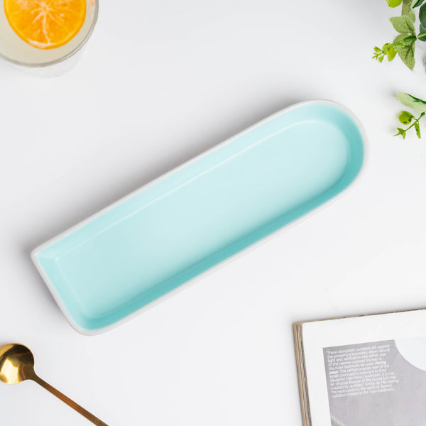 Dew Blue Long Plate 9 Inch