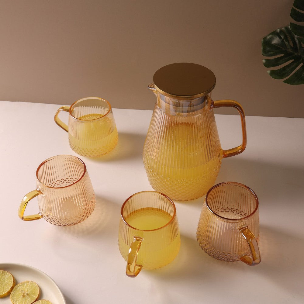 Classic Glass Tea Set of 5- Amber