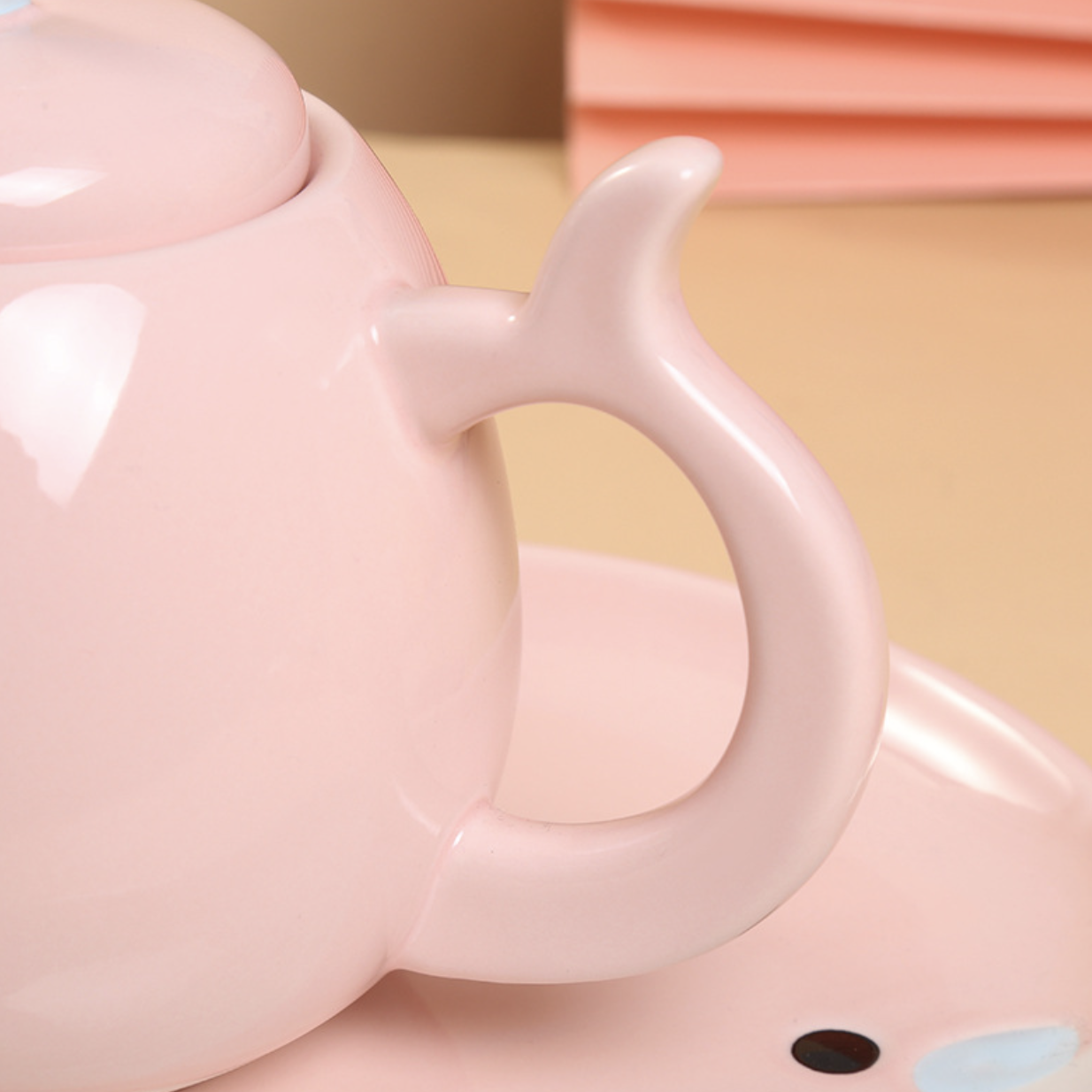 Pink Cute Whale Tea Set