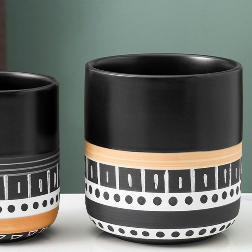Black Ethnic Flower Pot Online - Premium Vase | Nestasia