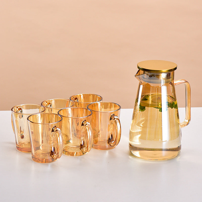 Amber Glass Jug and Cup Set of 7 Online - Premium Jug Set | Nestasia