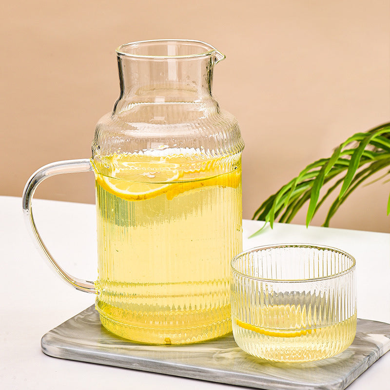 Modern Ribbed Glass Jug and Cup Set Online - Premium Jug Set | Nestasia