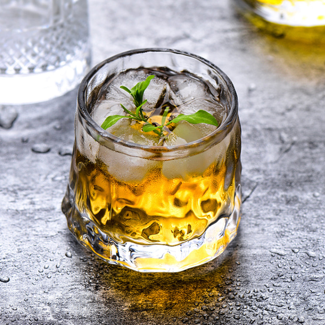 Rotating Rocks Glass for Drinks Set of 2