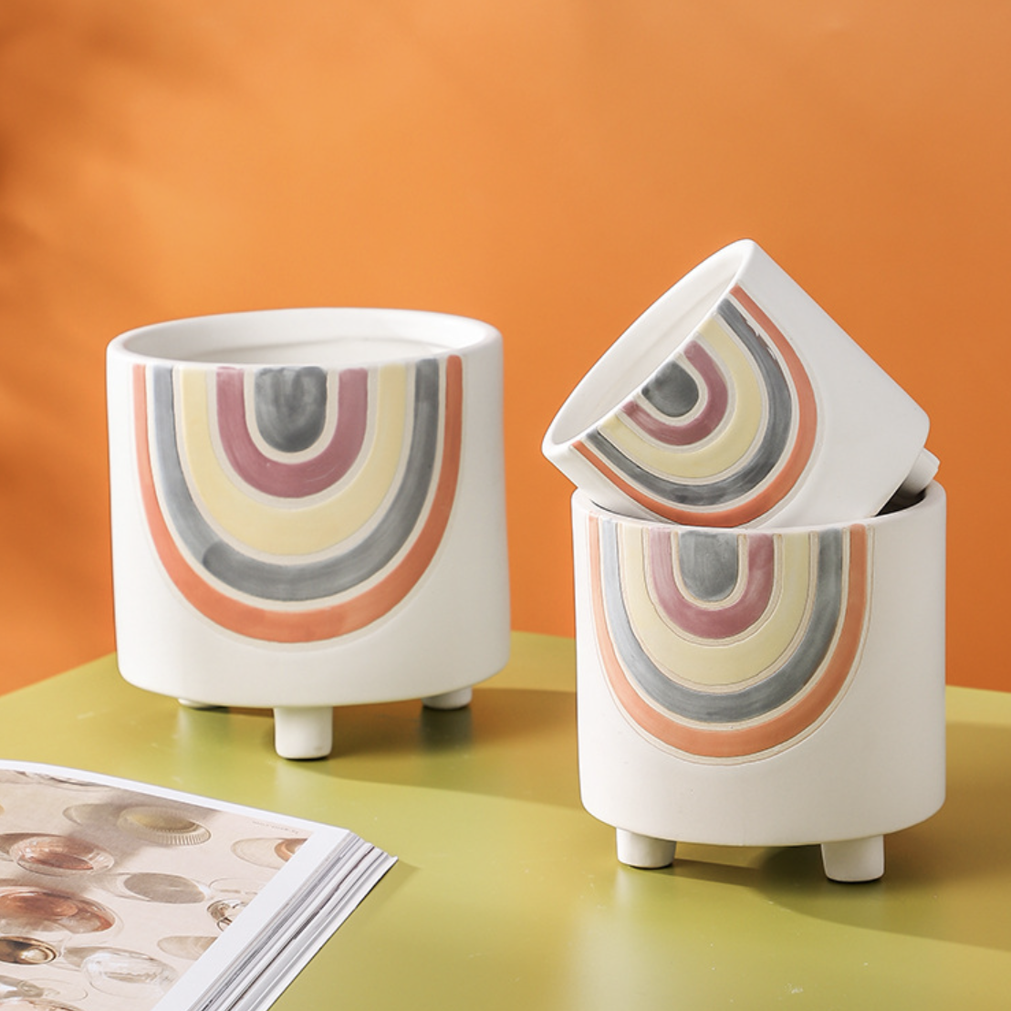 Rainbow Round Pot Small Online - Premium Planter | Nestasia