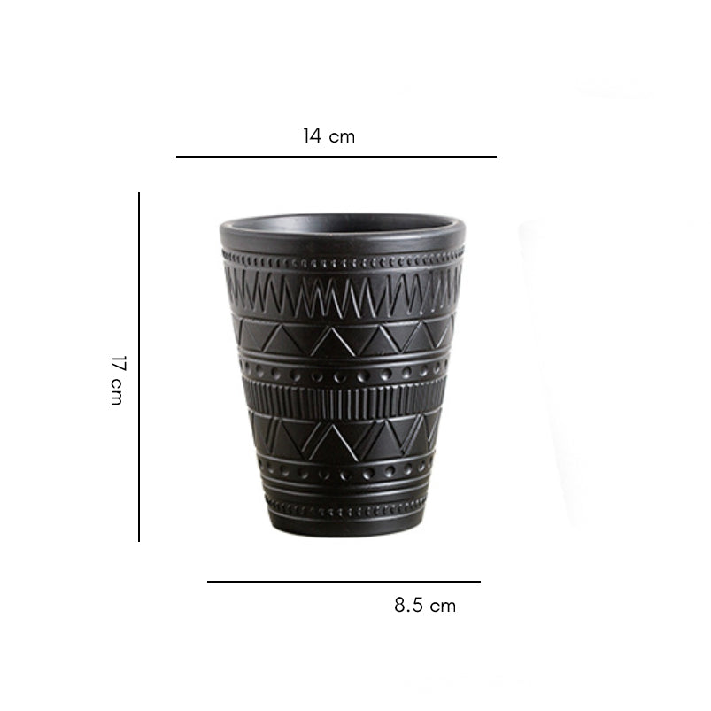 Black Tall Textured Pot