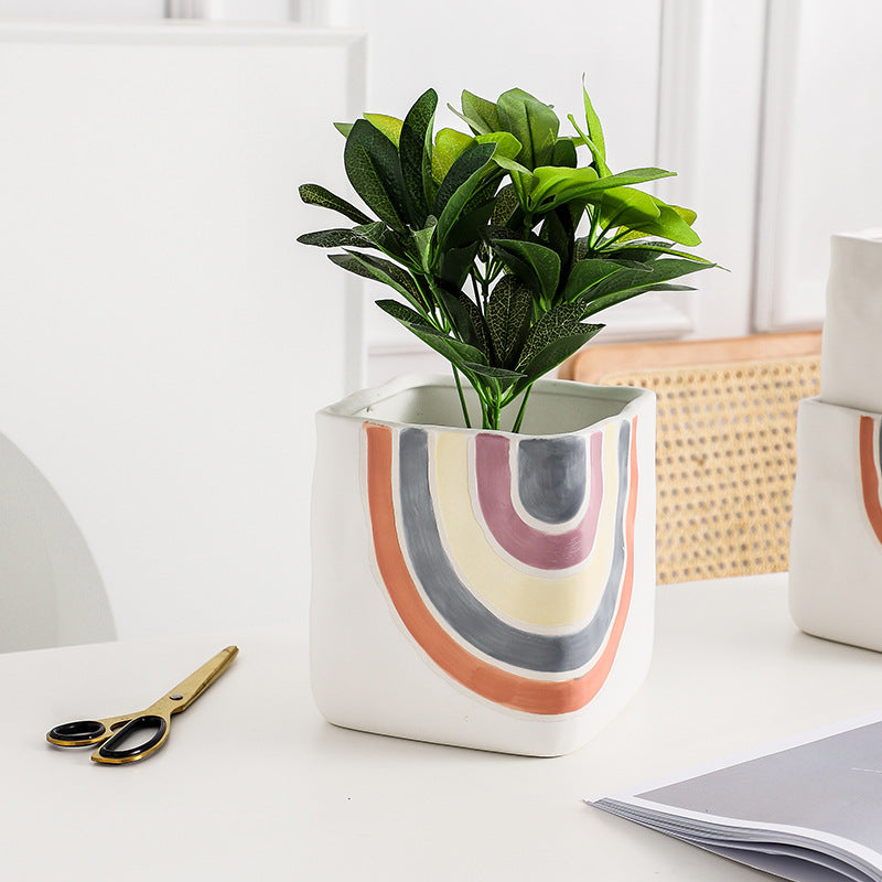 Rainbow Square Pot Medium Online - Premium Planter | Nestasia
