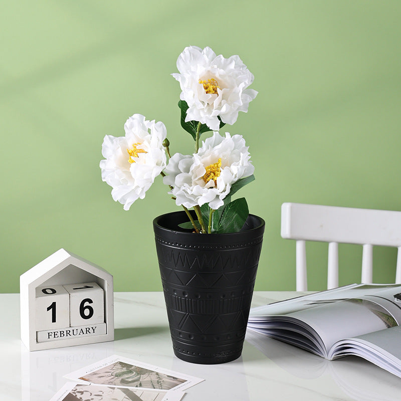 Black Tall Textured Pot Online - Premium Planter | Nestasia