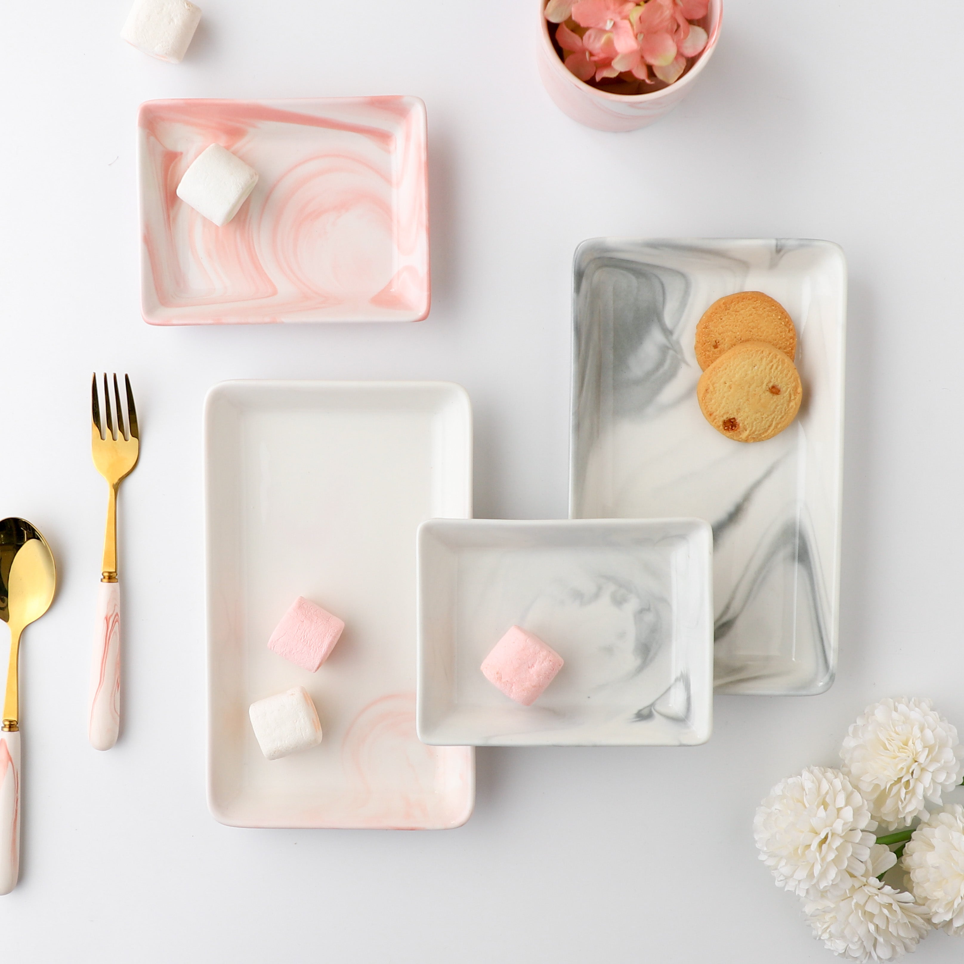 Marble Serving Platter Grey Small 5 Inch