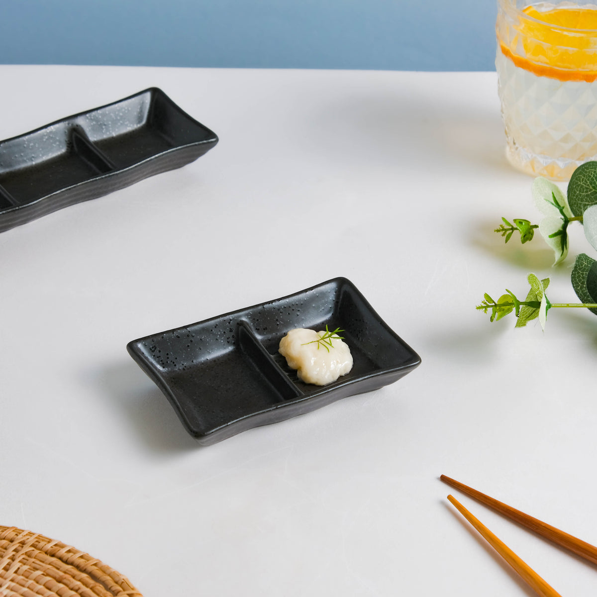 Ebony Black Section Dip Plate