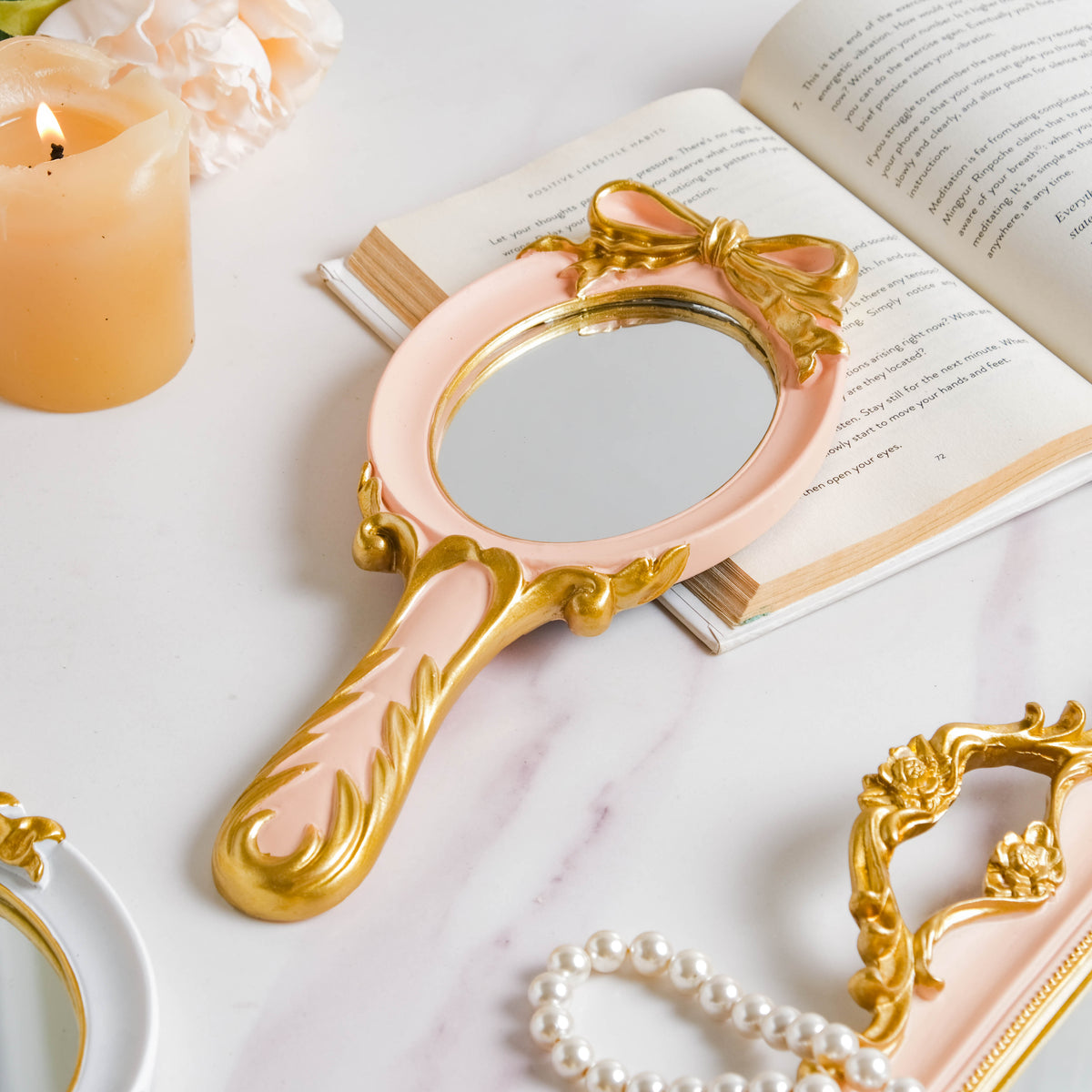Venus Vanity Handheld Mirror Pink