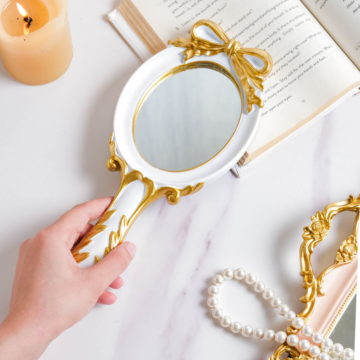 Venus Vanity Handheld Mirror White