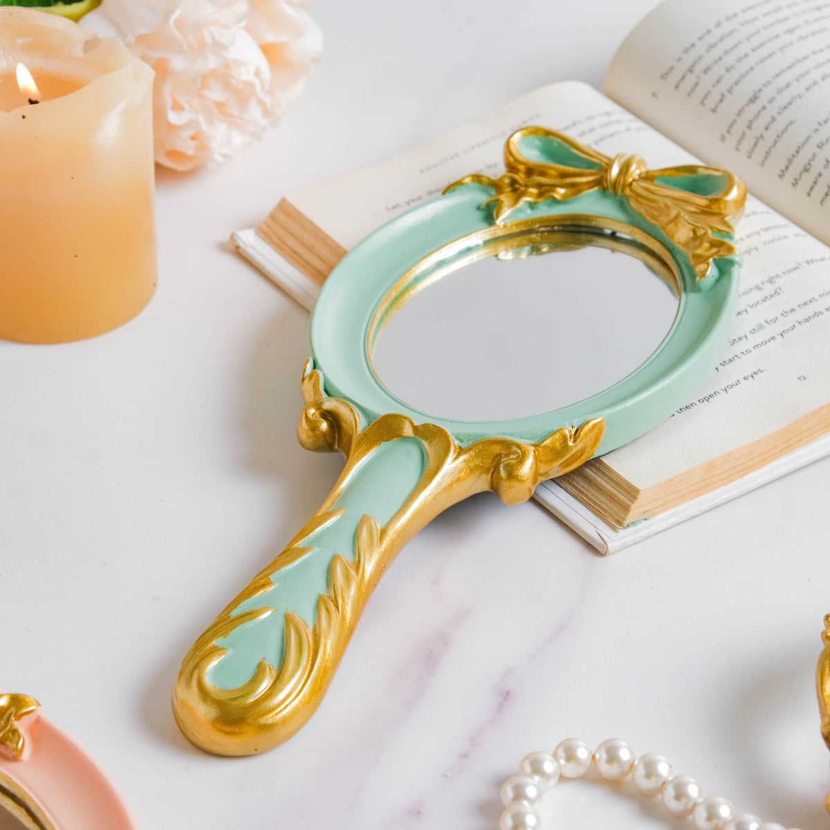 Venus Vanity Handheld Mirror Green