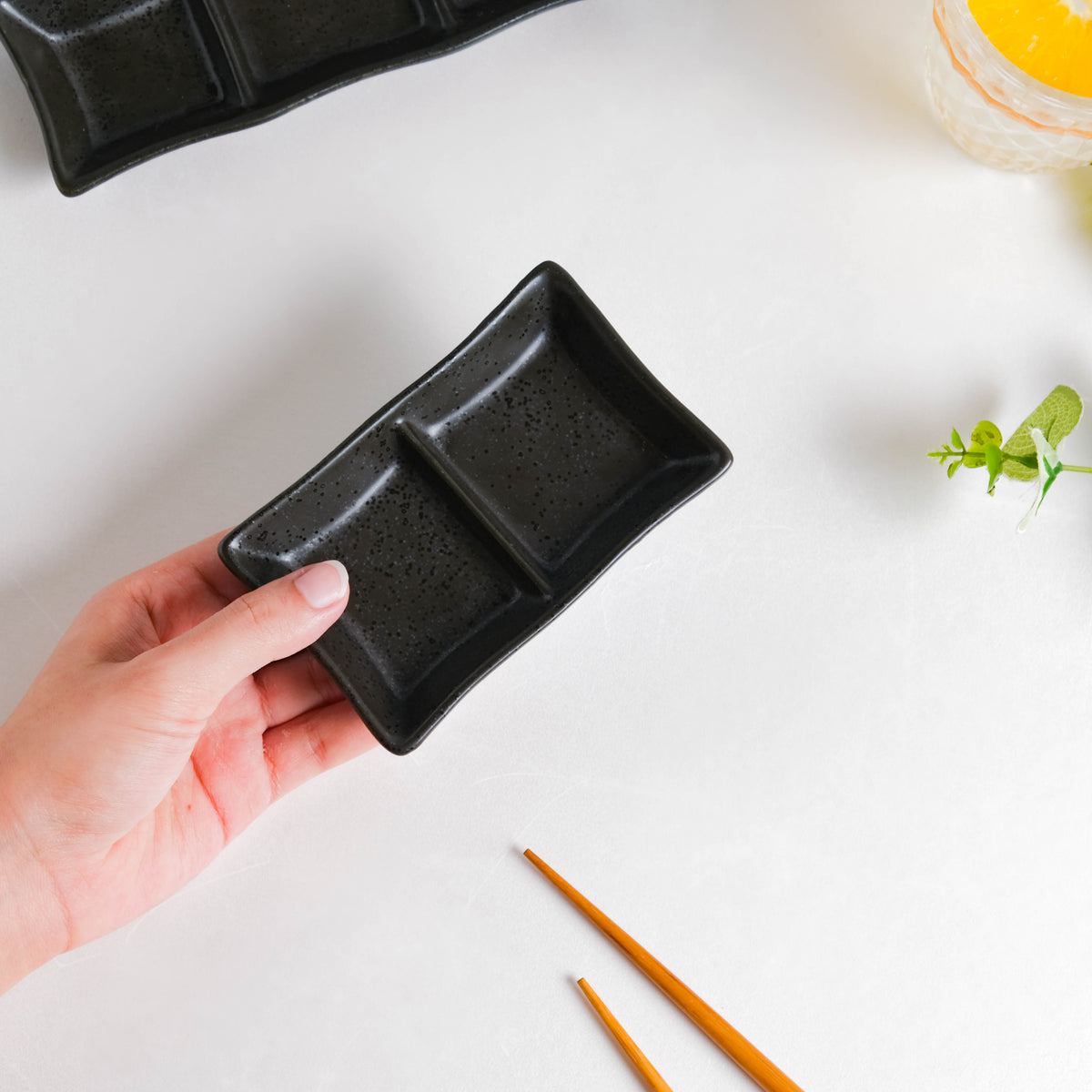 Ebony Black Section Dip Plate