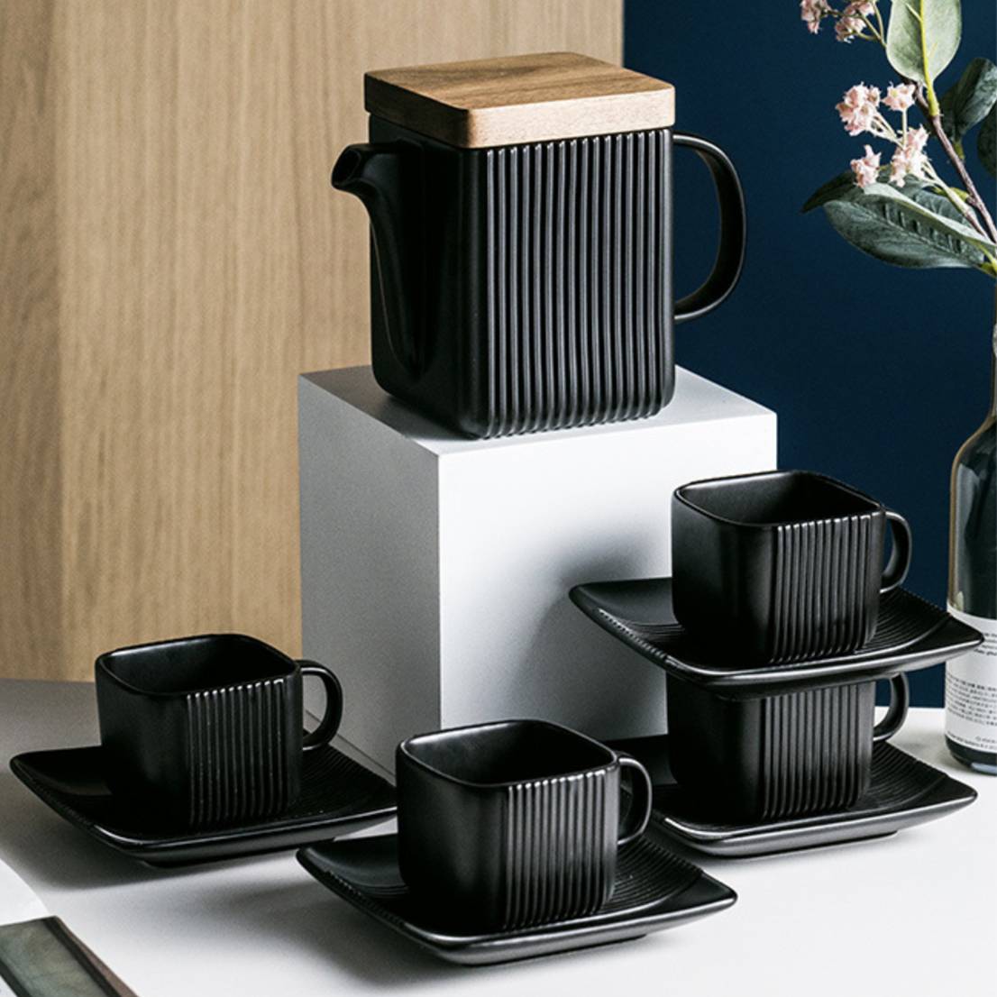 Ceramic Tea Set Black Online - Premium Tea Set | Nestasia