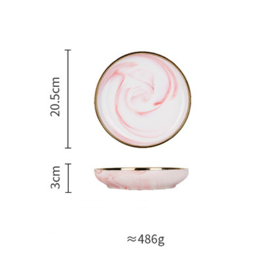 Pink Marble Ceramic Plate Online - Pink Ceramic Dinner Plate | Nestasia