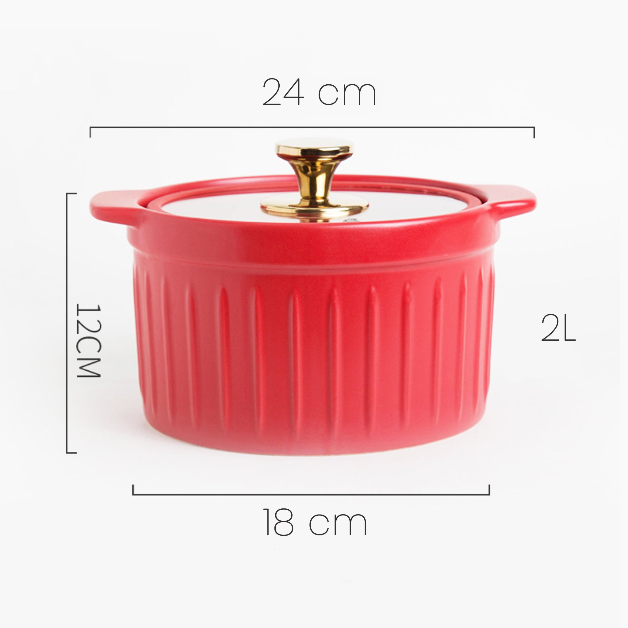 Cooking Pot with Glass Lid Red