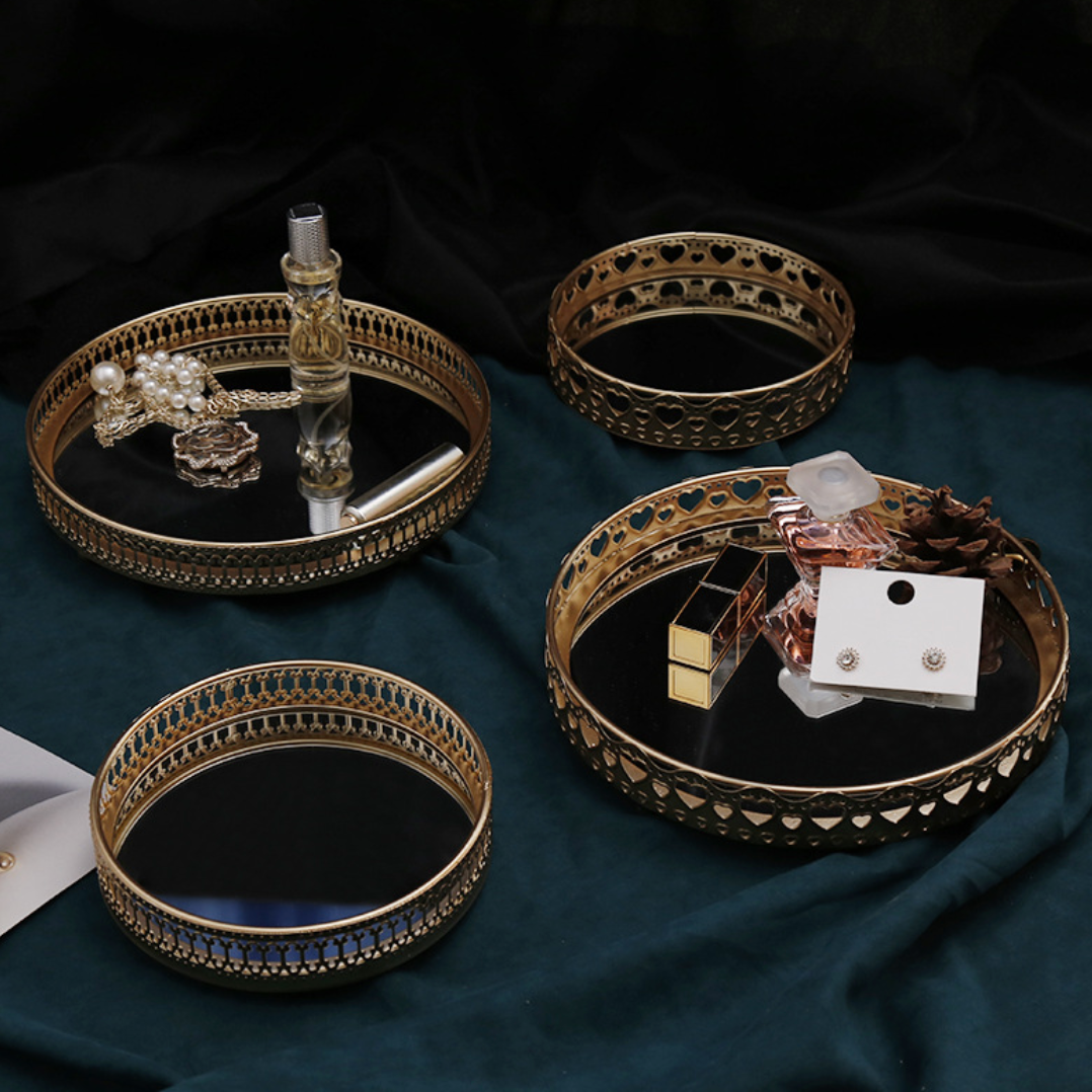 Round Tray Online | Round decorative tray with metal rim | Nestasia