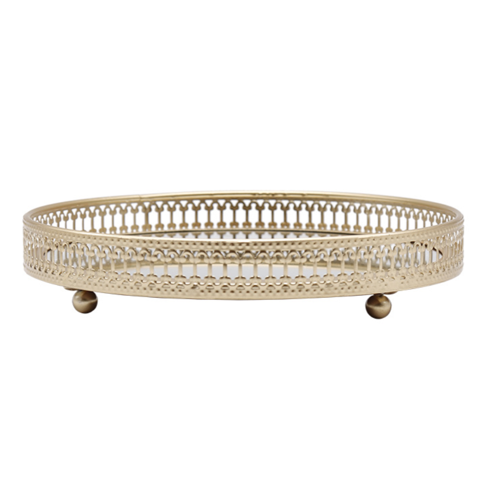 Round Tray Online | Round decorative tray with metal rim | Nestasia