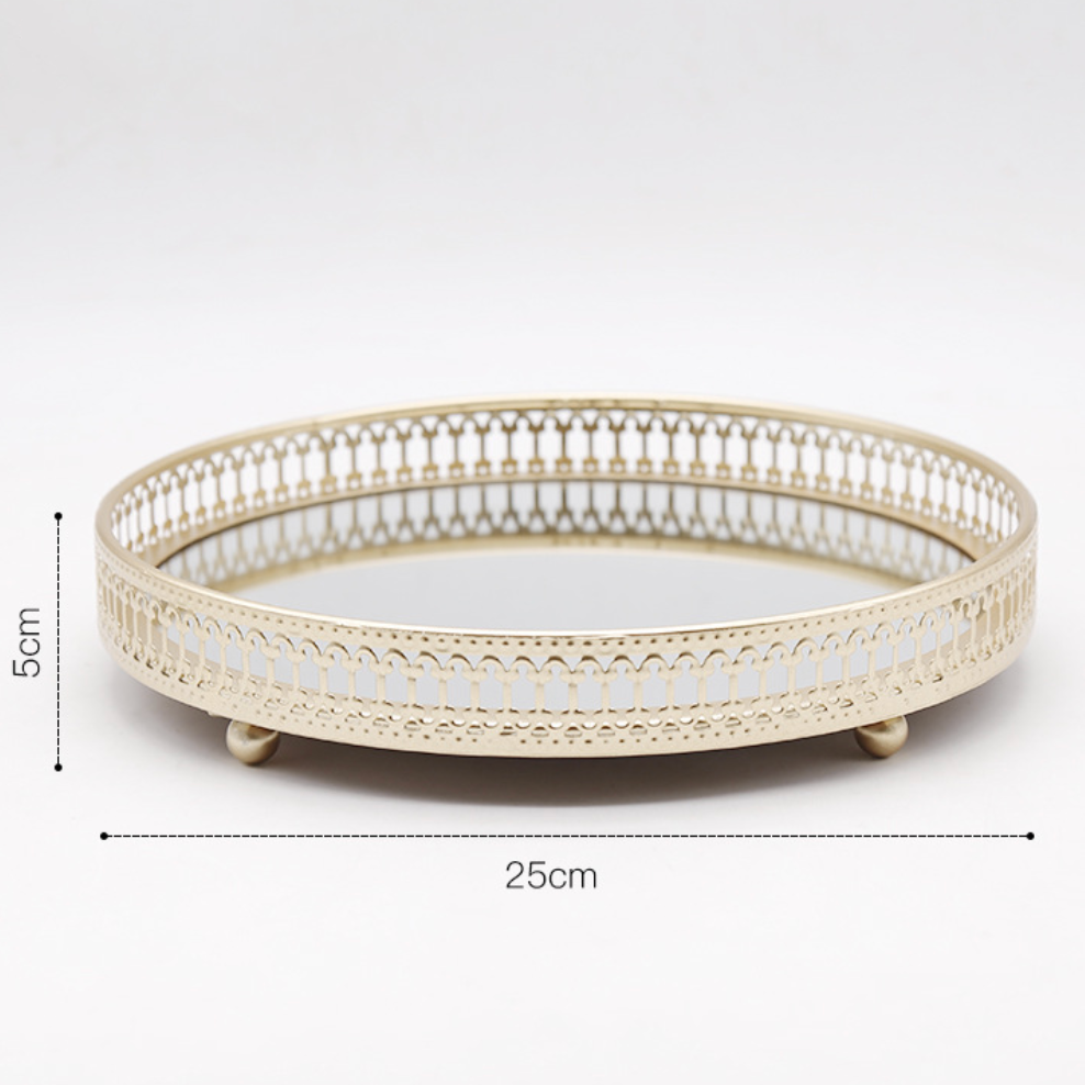 Round Tray Online | Round decorative tray with metal rim | Nestasia