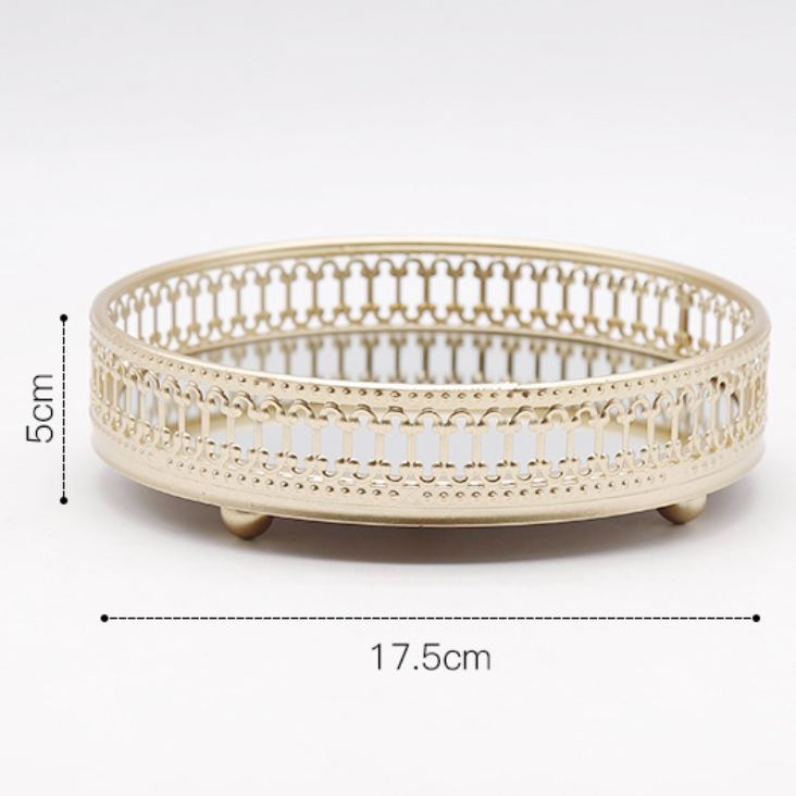 Round Tray Online | Round decorative tray with metal rim | Nestasia