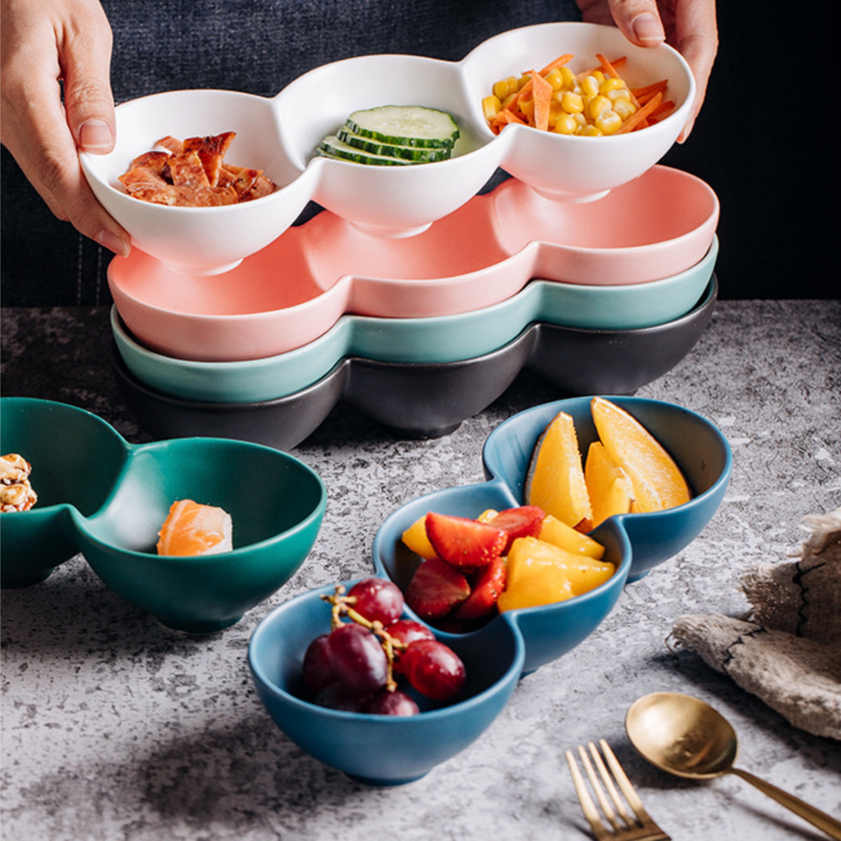 Snack Bowl - Buy Large Snack Bowl 3 in 1 Online | Nestasia