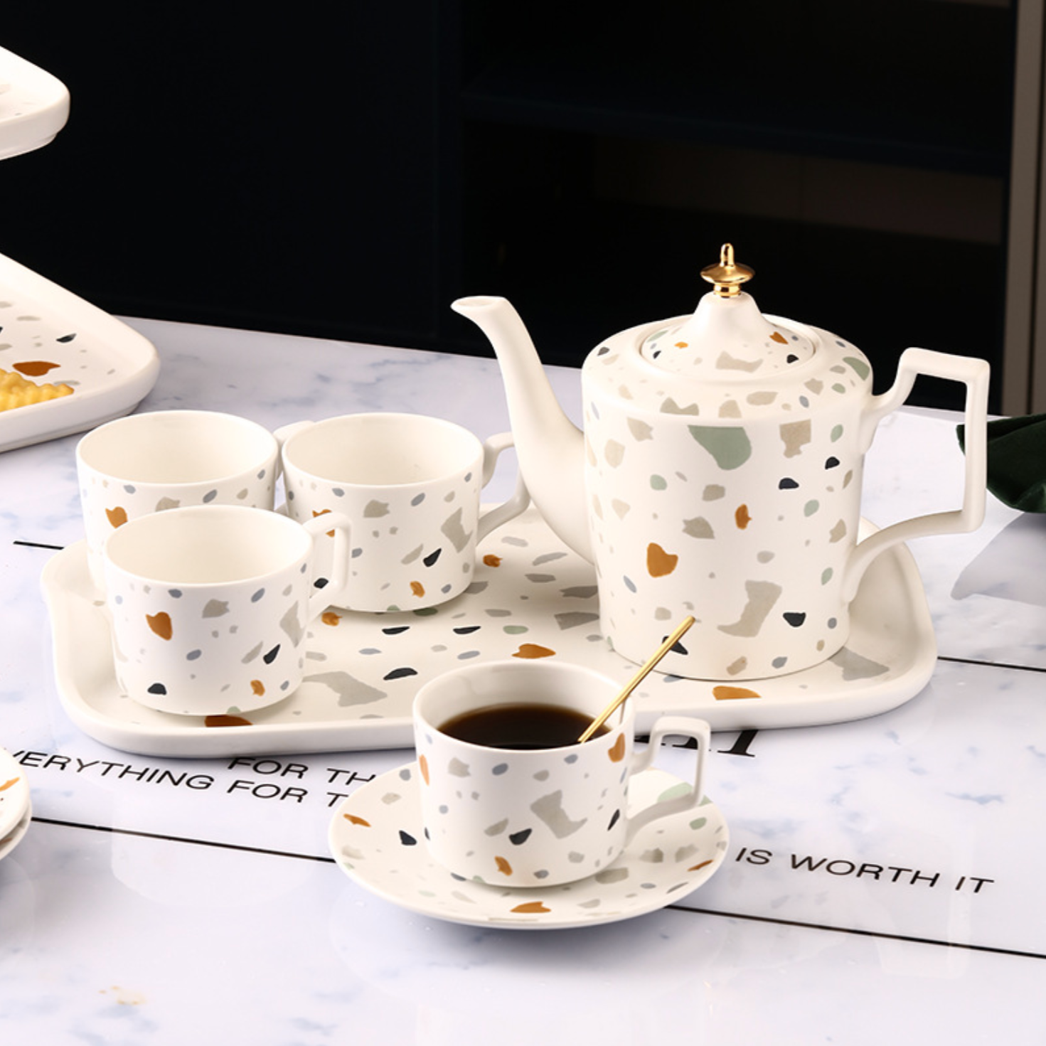 Terrazzo Tea Set Online - Premium Tea Set | Nestasia