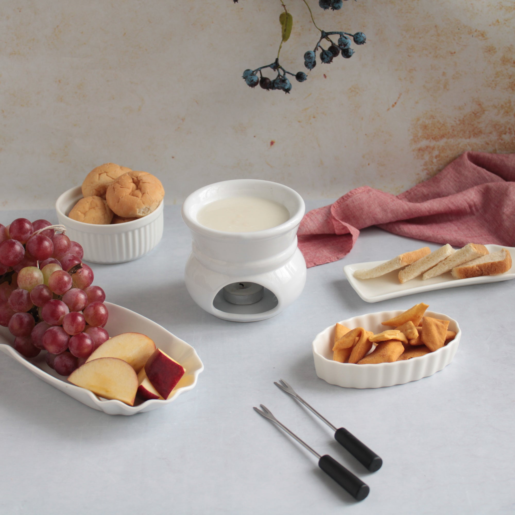 White Fondue Set Online - Premium Fondue Set | Nestasia