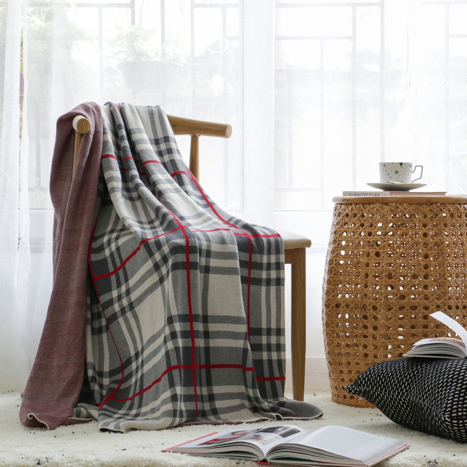 Checks Cotton Throw Online - Premium Throw Blanket | Nestasia