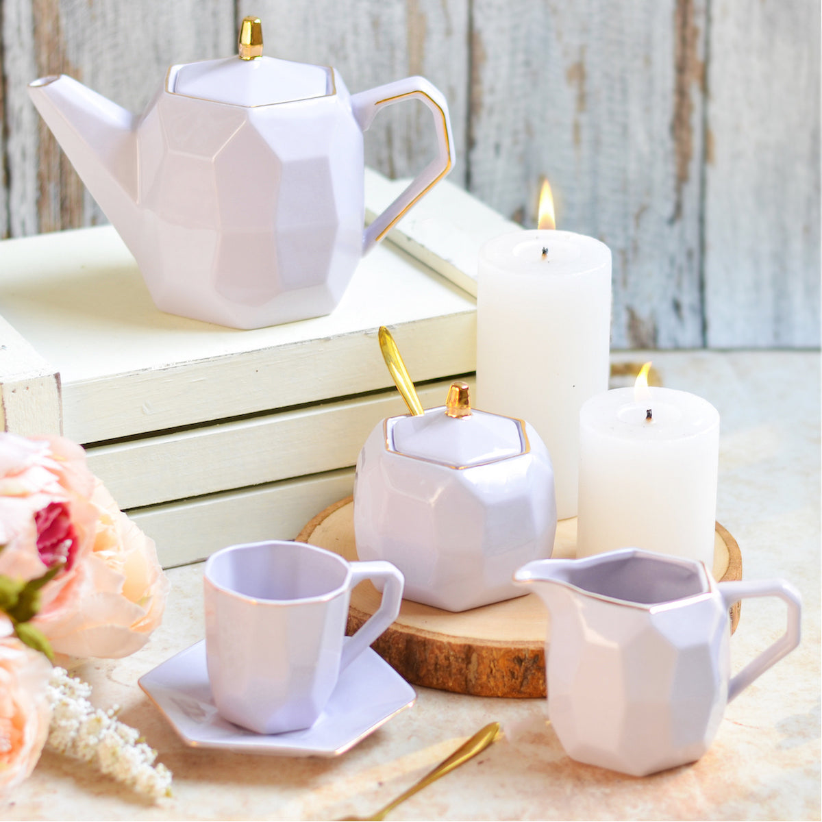 Modern Tea Set Purple Online - Premium Tea Set | Nestasia
