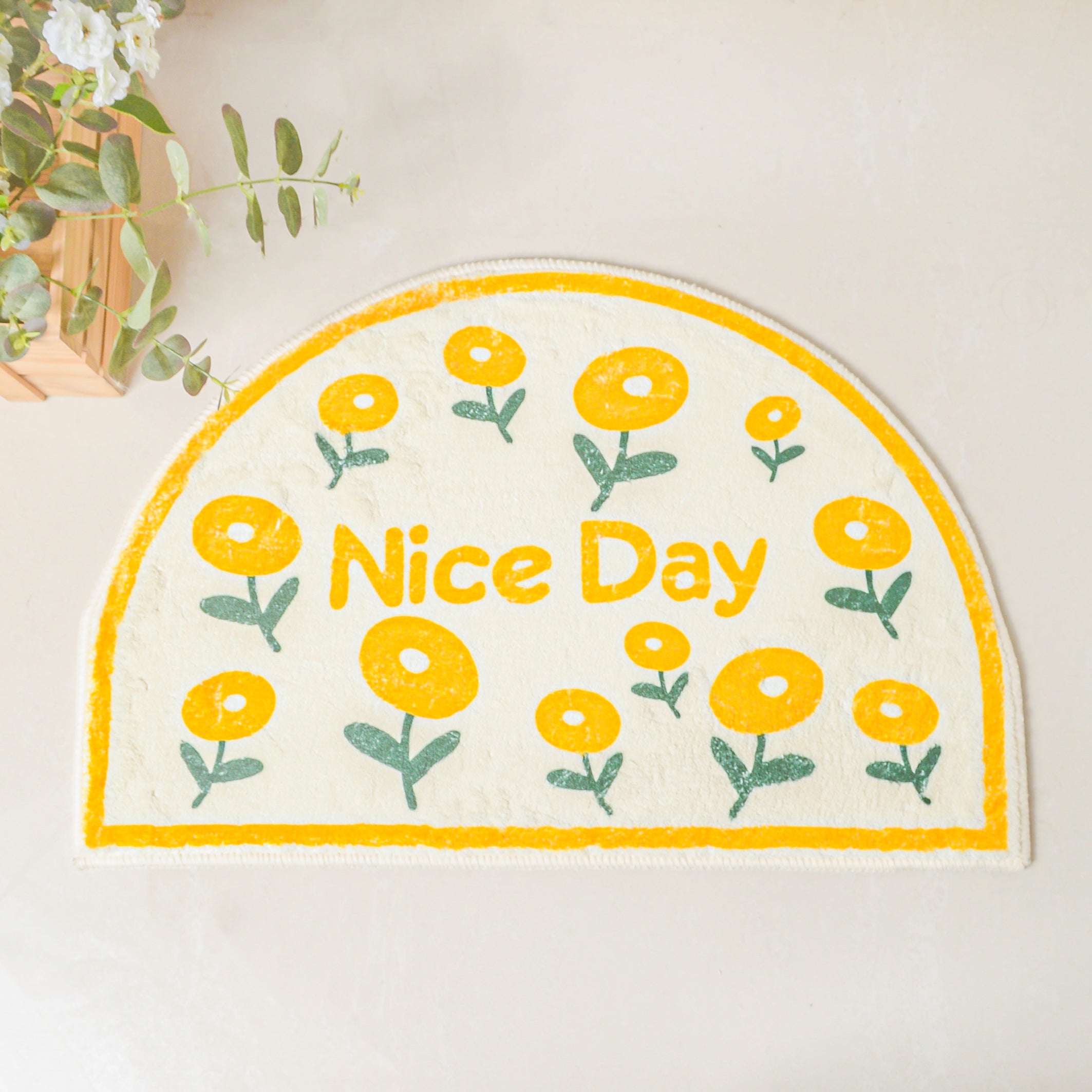 Yellow Flowers Semicircle Rug
