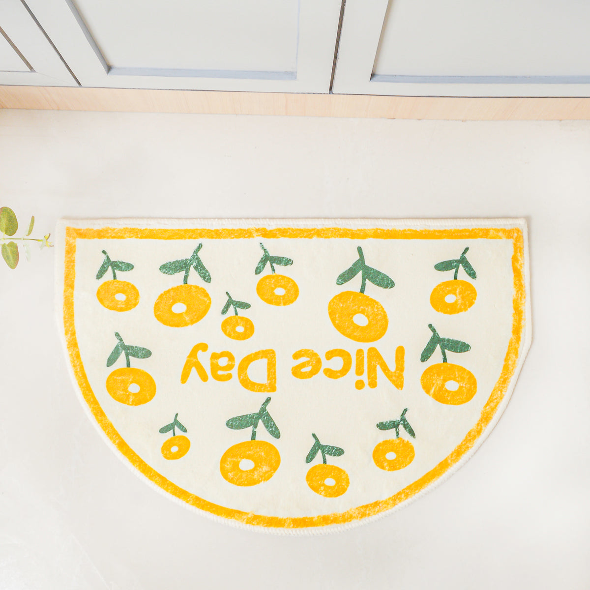 Yellow Flowers Semicircle Rug