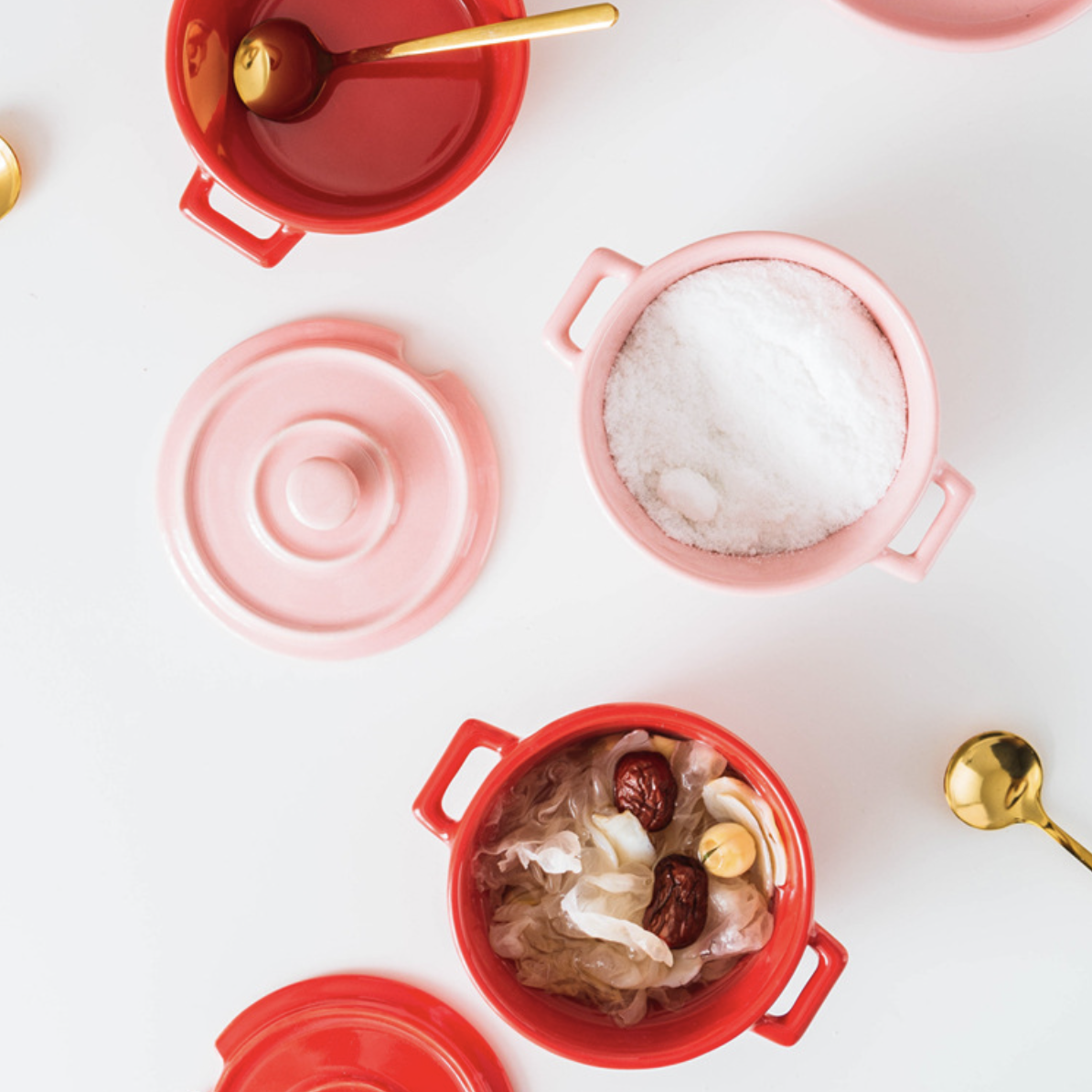 Pink Spice Jar Set With Tray