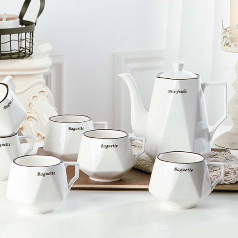 Contemporary Tea Set White Online - Premium Tea Set | Nestasia