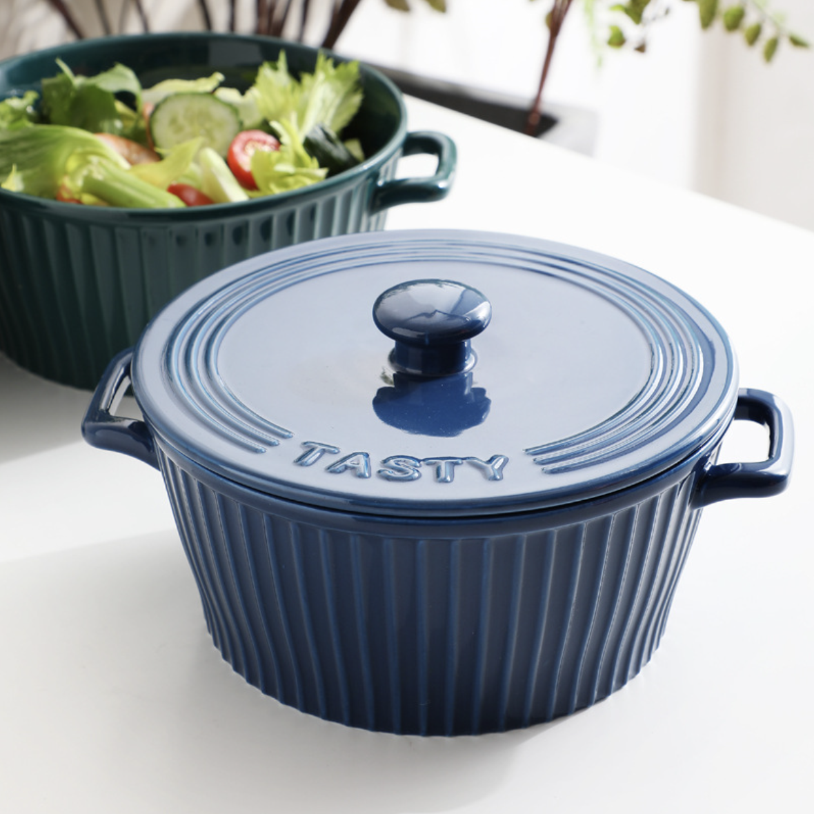 Striped Cooking Pot with Lid
