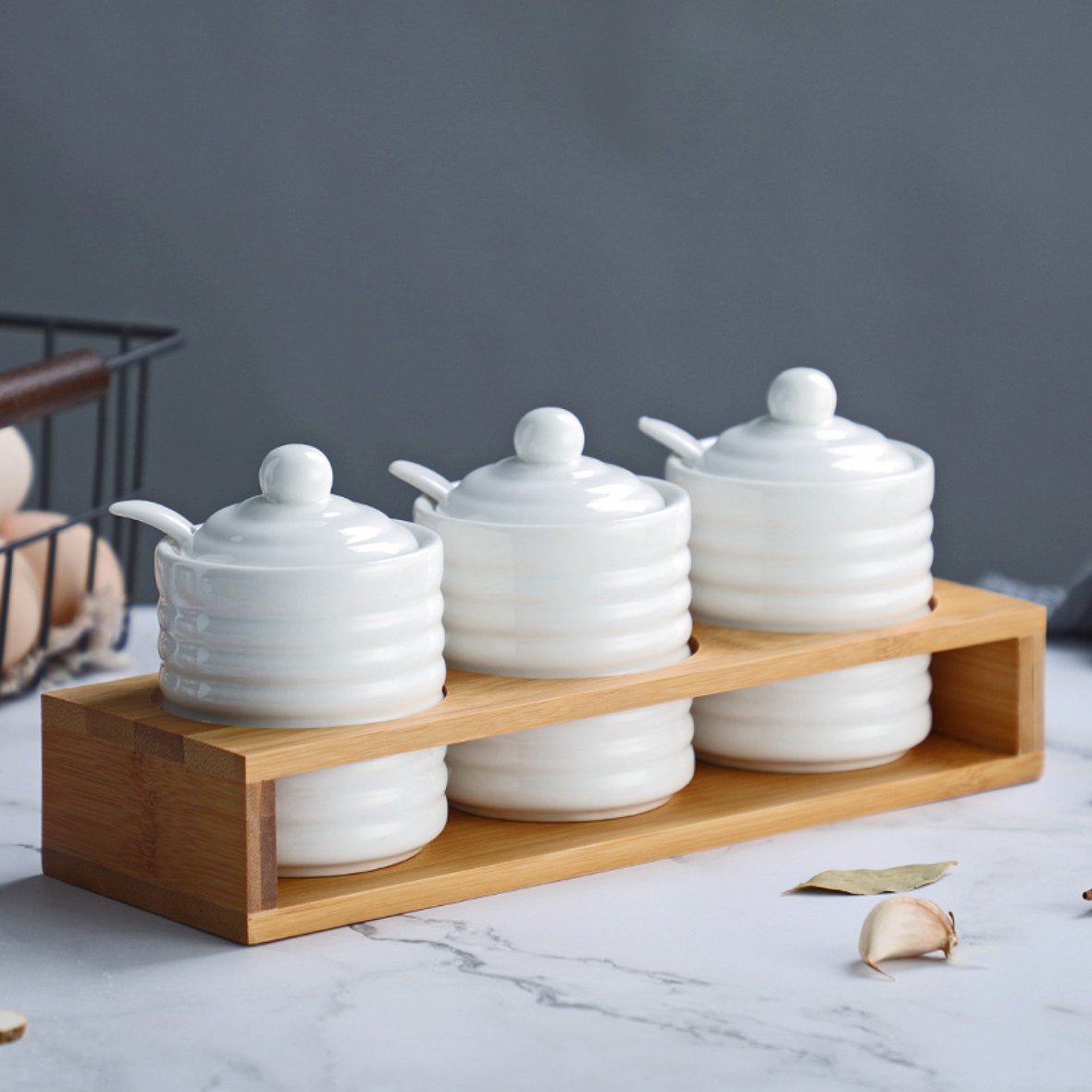 Ceramic Jar for Spices Set of 3 Online - Premium Spice Jar | Nestasia