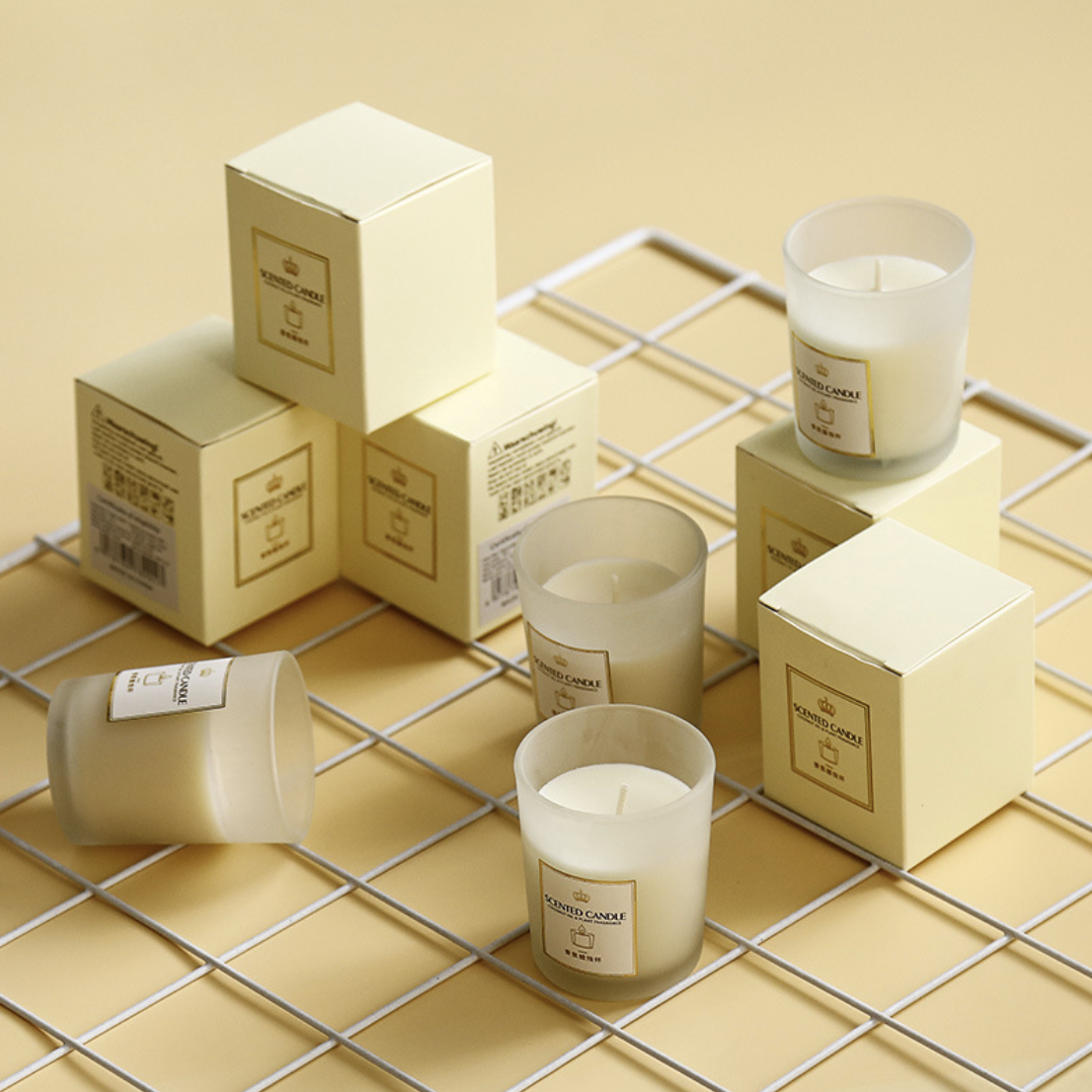 Cream Color Glass Candle