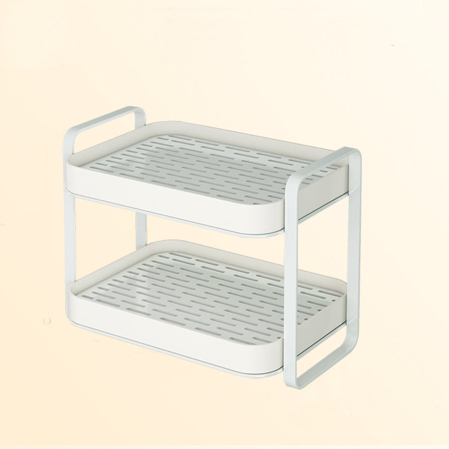 Double Decker Metal Organiser Rack White